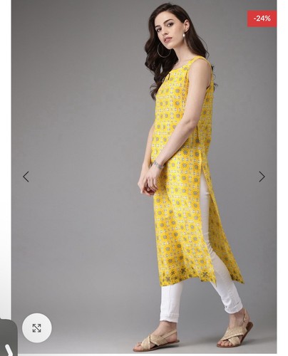 Anouk By Myntra Indian Women's Kurta Kurti Tunic Top Printed Yellow ...