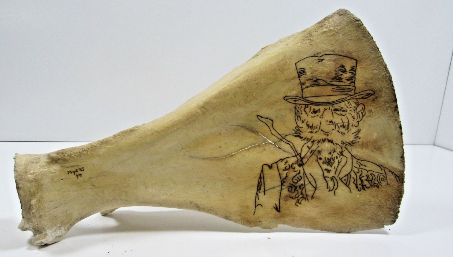 Vintage Deer Scapula Shoulder Blade Bone Scrimshaw Folk Art #P29 | eBay