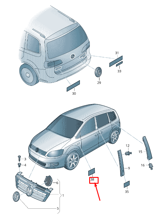 VW Golf VII 5G MK7 Links FENDER Logo Emblem 5G4853688FOD Neu Original ...