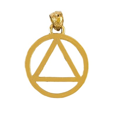 14k Yellow Gold Alcoholics Anonymous Recovery Sobriety Symbol Pendant ...