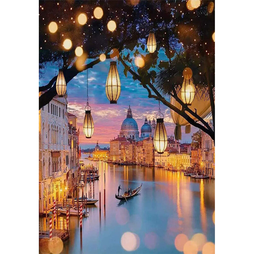 5D Square Diamond Mosaic Craft DIY Town River Diamond Painting Poster ...