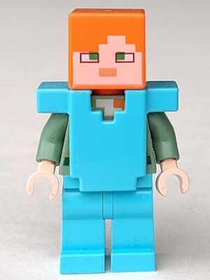 Genuine Lego Alex - Medium Azure Legs and Armor, Minecraft Minifigure ...