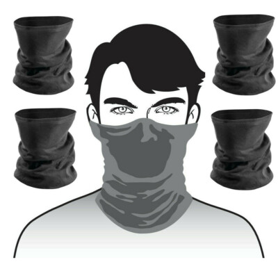 5 x 100% Cotton black neck tube face mask face covering reusable ...