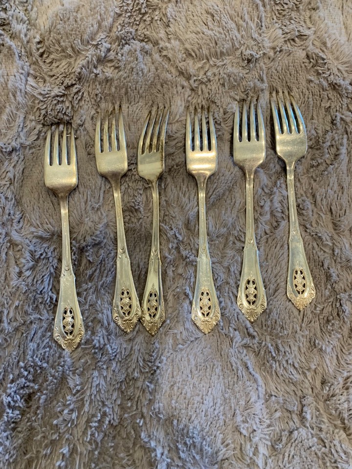 Set of 6 Rose point by wallace sterling silver forks 285 grams | eBay