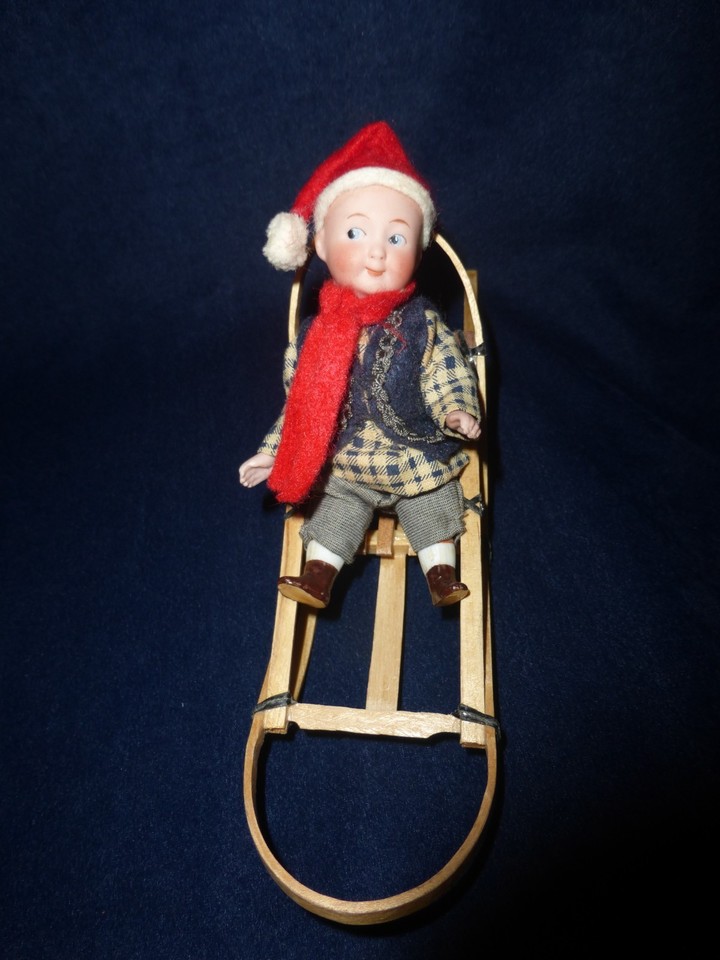 Antique German Kestner Googly Boy Doll On Wood Bobsled 4 1/4" SALE | eBay