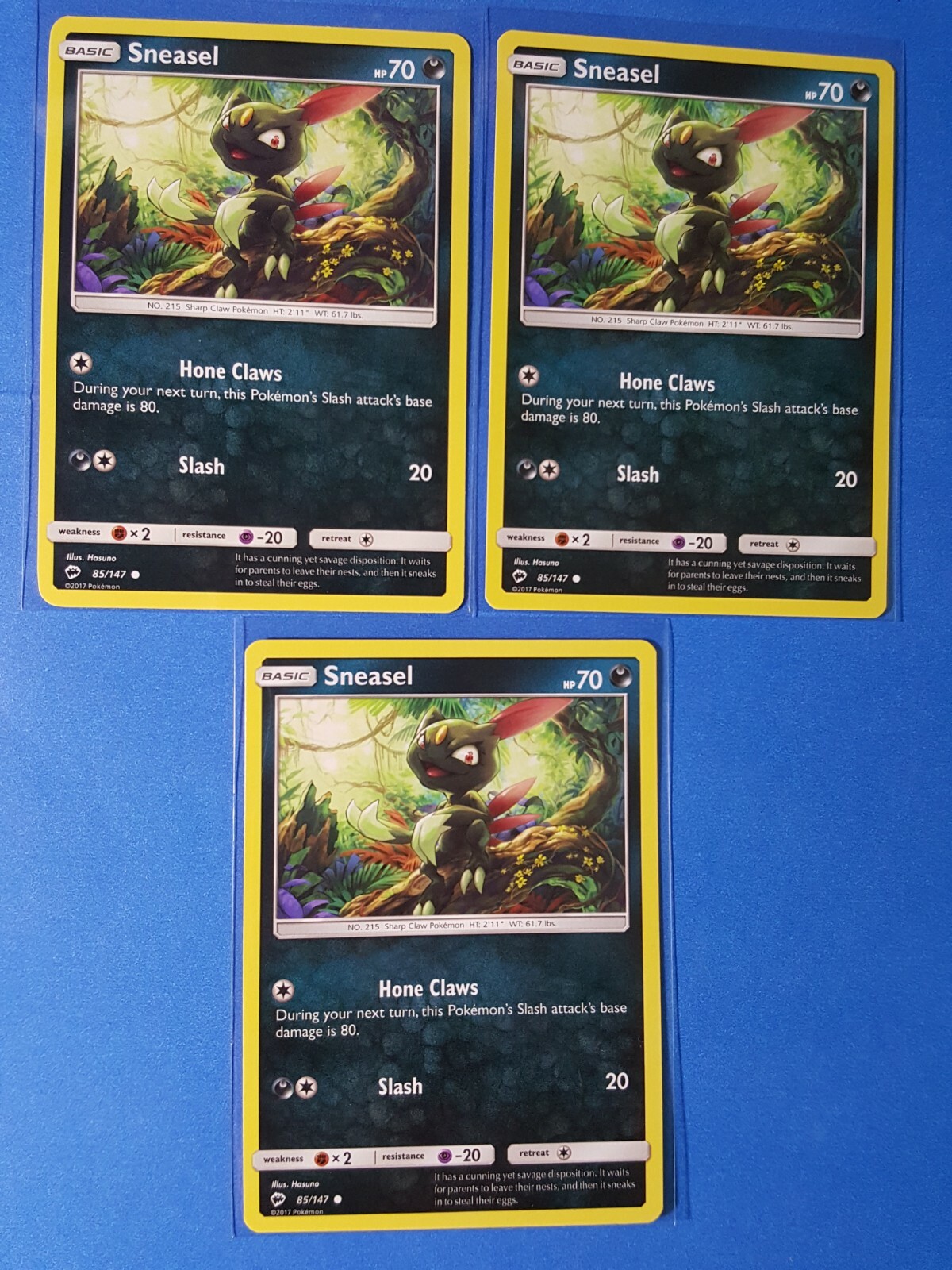 3x Sneasel 85/147 Pokemon card Burning Shadows common NM | eBay