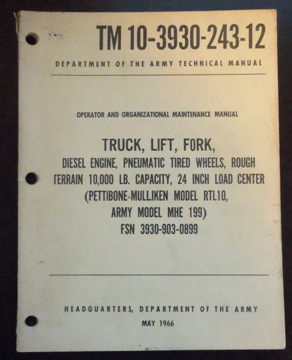 TM 10-3930-237-35 ARMY TECHNICAL MANUAL CLARK C20B-1632032-100 ARMY MHE ...
