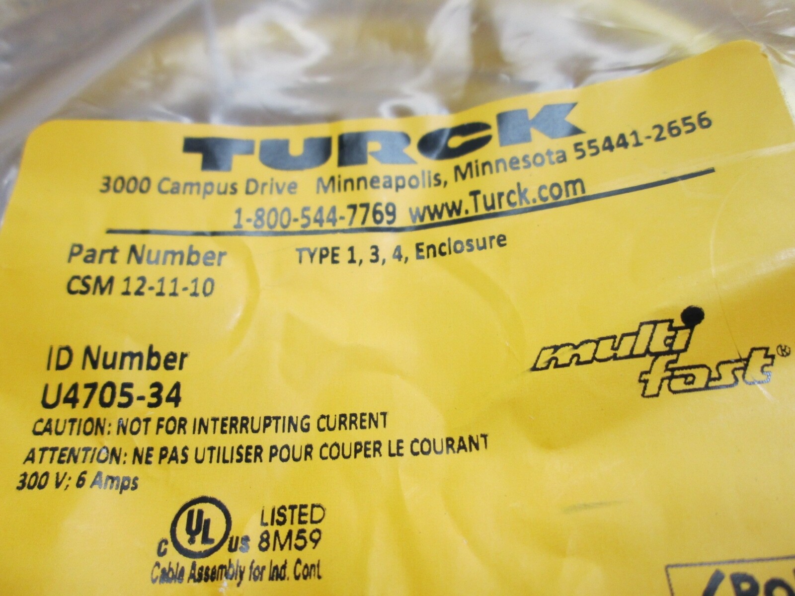 Turck CSM 12-11-10 Cordset Cable M23 12-Pin Male to Flying Leads, 10m ...