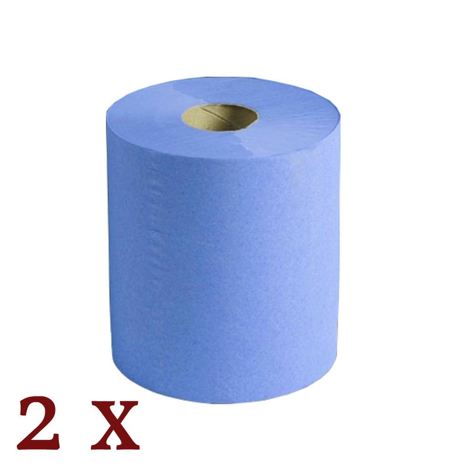 150M BLUE ROLL Centre Feed Rolls Embossed Blue Hand Towels Office ...