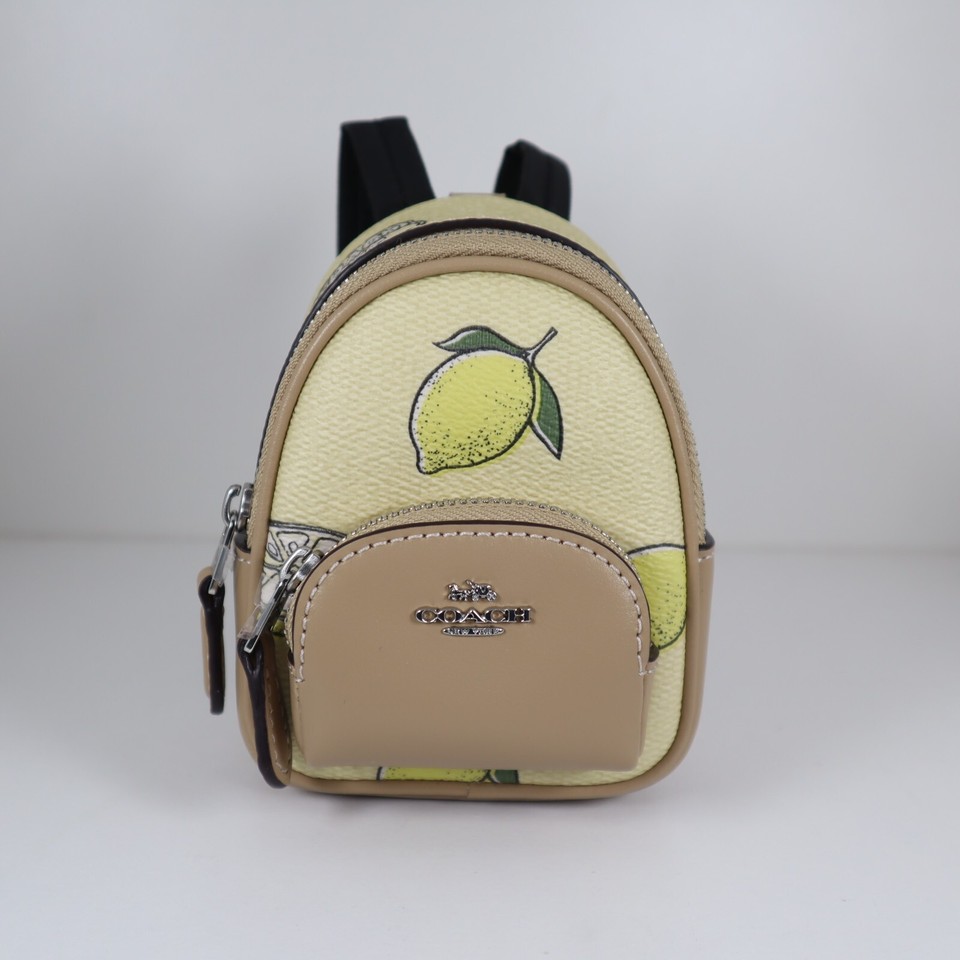Coach Mini Court Backpack Bag Charm with Lemon Print CAP03 NWT | eBay
