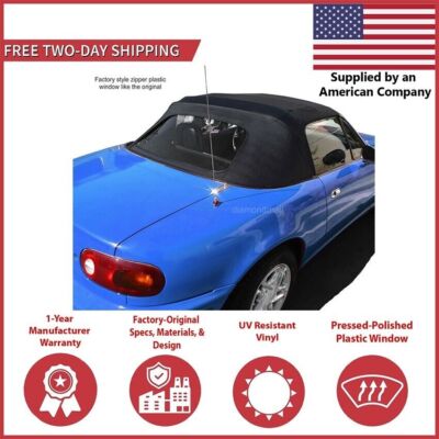 Fits Mazda Miata Convertible Top 2 Piece Zipper Factory W Plastic ...