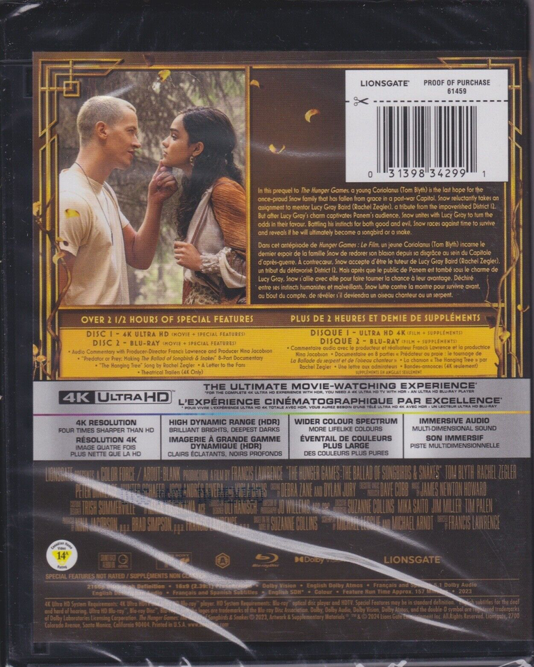 THE HUNGER GAMES: THE BALLAD OF SONGBIRDS & SNAKES 4K ULTRA HD & BLURAY SET | eBay