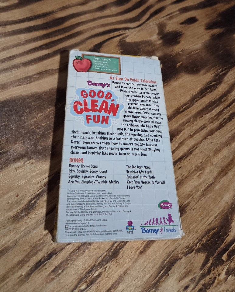 Barney & Friends Good Clean Fun VHS 1998 Video Tape Tested & Working ...
