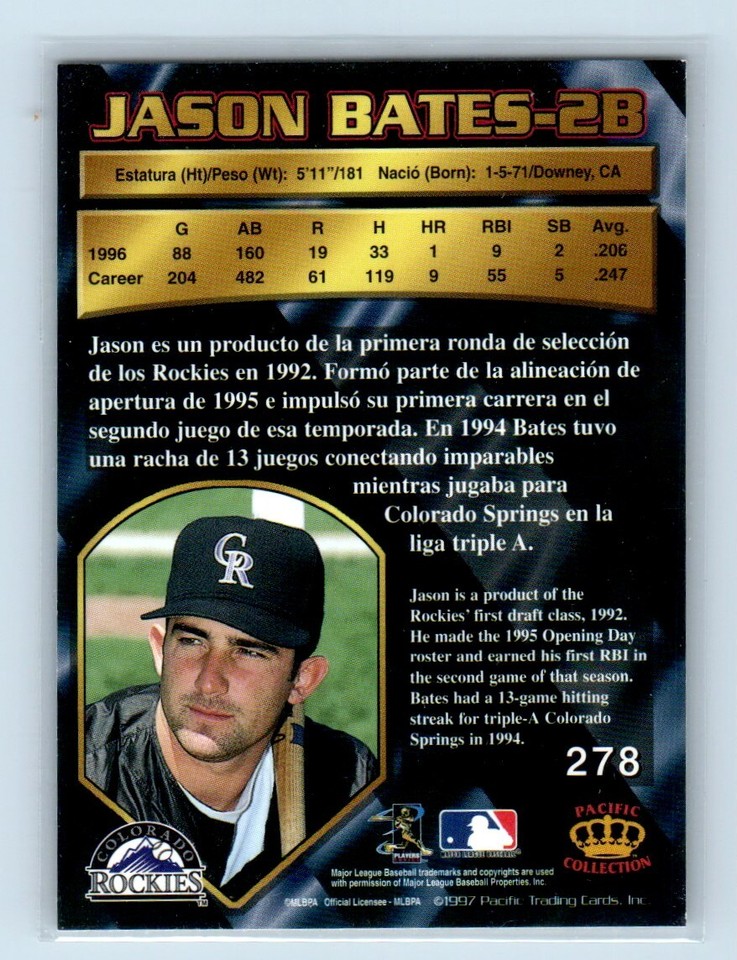 1997 Pacific Crown Collection Jason Bates Colorado Rockies #278 | eBay