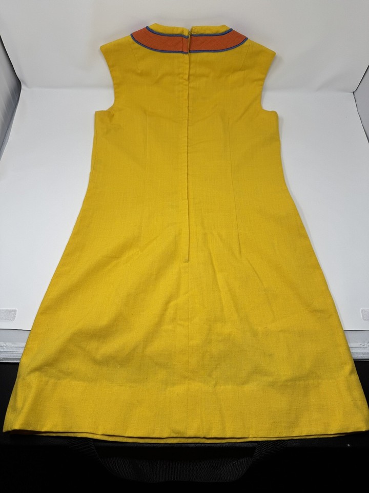 VTG 60s LADYBUG Brand SUNNY YELLOW Summer DRESS MOD GoGo Villager MCM ...