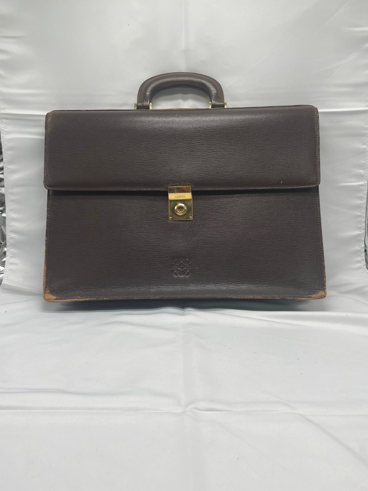 Loewe Dark Brown Leather Briefcase Business Bag - Gem
