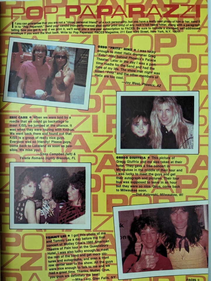 Faces Rocks Magazine February 1986 KISS, Ratt, Scorpions, Dio, Dire ...