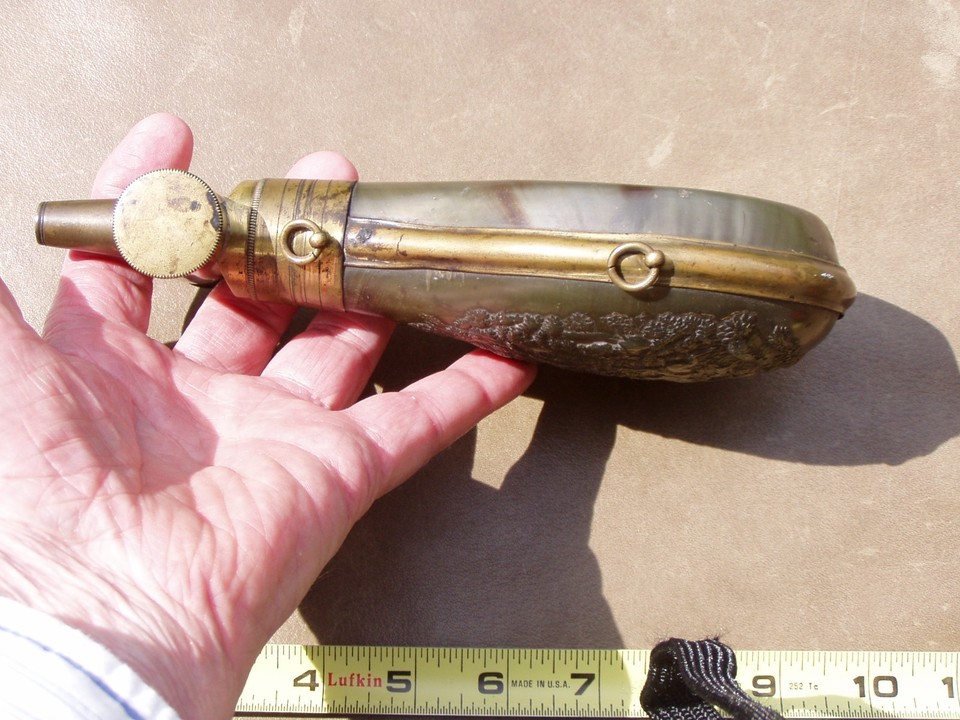 Pressed Horn Powder Flask, Antique | eBay