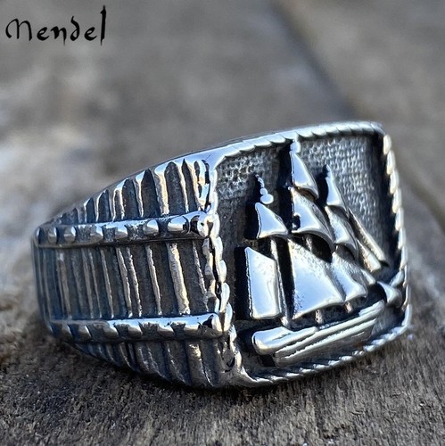 MENDEL Mens Stainless Steel Nautical Sailor Marine Pirate Ship Ring ...