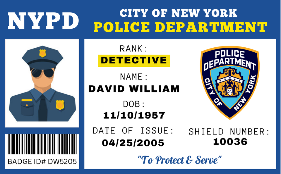 Physical NYPD Police ID Badges Fake Play For Kids Card Pretend Play ...