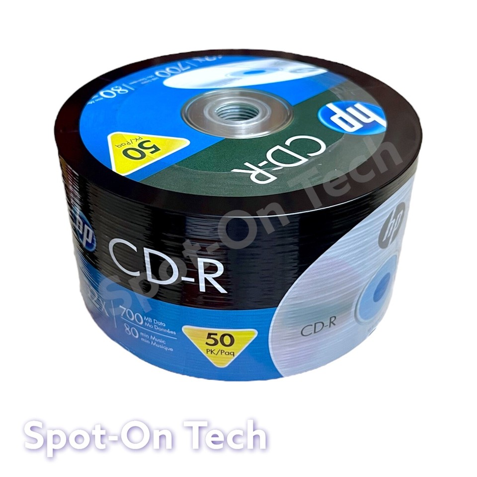 50 HP CD CD-R Logo Blank Media Disc 52x/88Min/700mb storage - Same Day ...