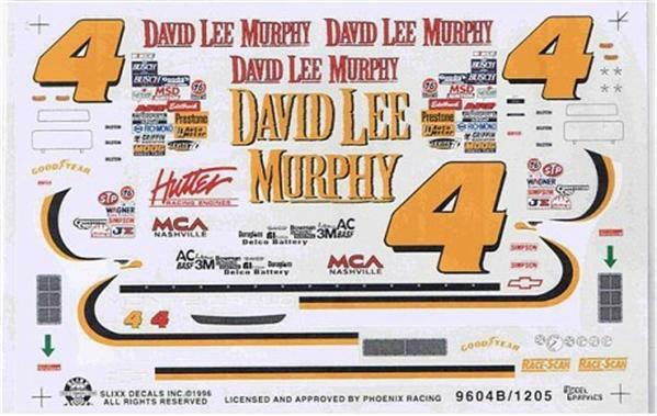 Slixx 1205 #4 David Lee Murphy 1996-Jeff Purvis Nascar decal | eBay