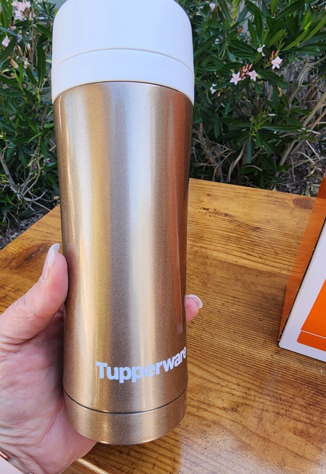 Tupperware Metallic OTG Travel Insulated Thermal Gold Flask Tumbler ...