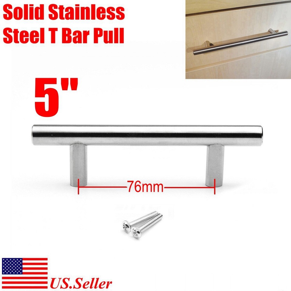 Stainless Steel T bar Modern Kitchen Cabinet Door Handles Drawer Pulls ...