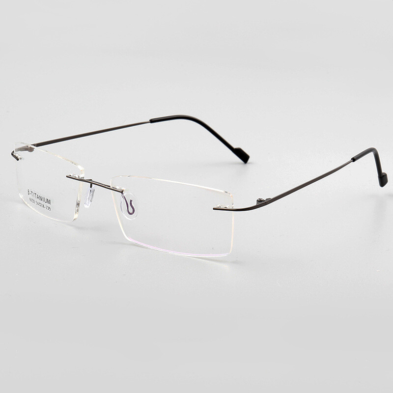 Business Men Rimless Eyeglass Frames Women Square Glasses Frames Metal ...
