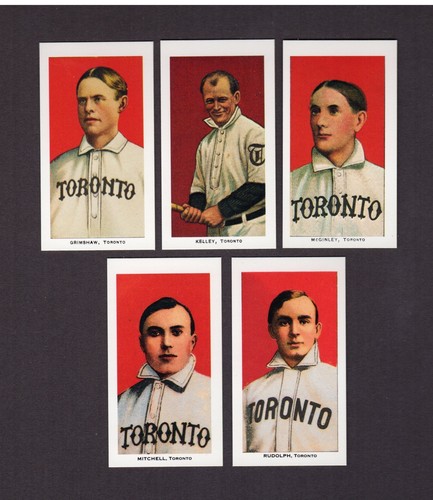 1909-1911 T206 TORONTO MAPLE LEAFS Complete 5-card Team Set REPRINT ca ...