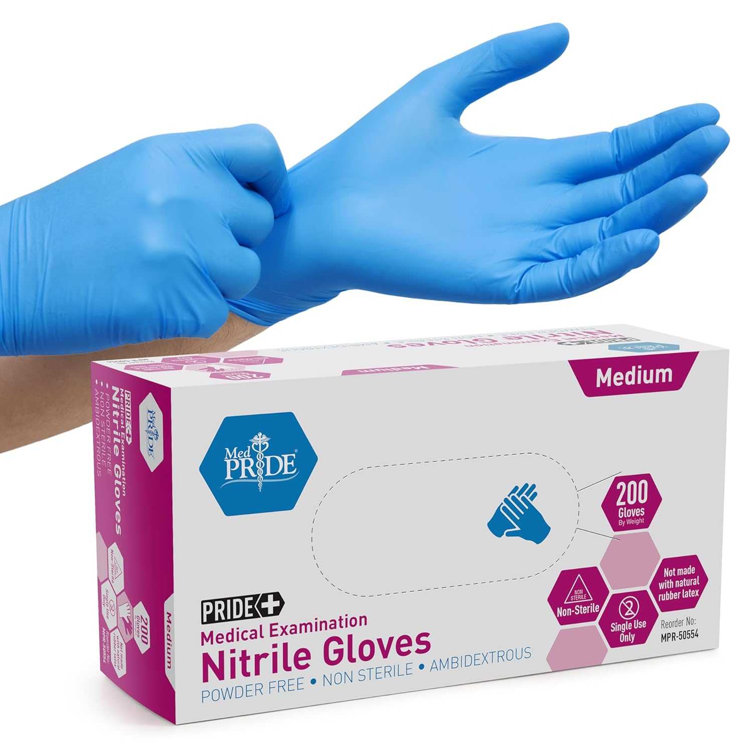 Medpride Medical Examination Nitrile Gloves| Medium Box of 200| Blue, Latex/Pow | eBay
