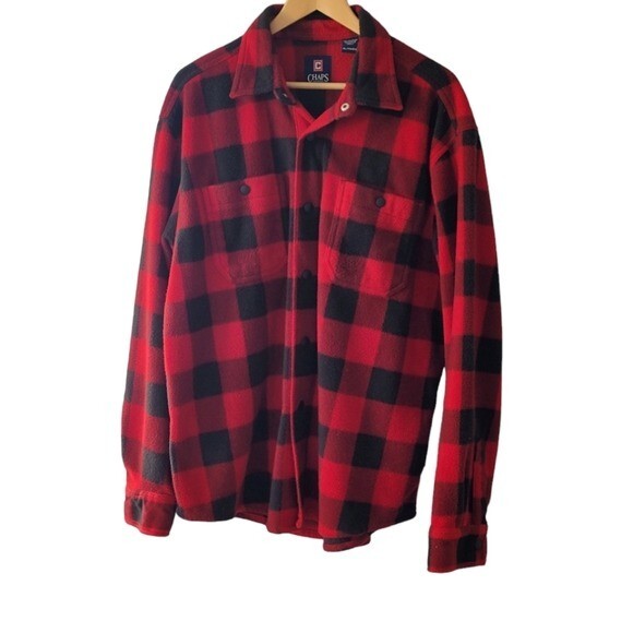 Chaps Buffalo Plaid Red and Black Fleece Women's Shacket Jacket Size XL ...