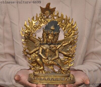 Tibetan Buddhism bronze Gilt Mahakala Dorje Wrathful Deity Buddha Joss ...