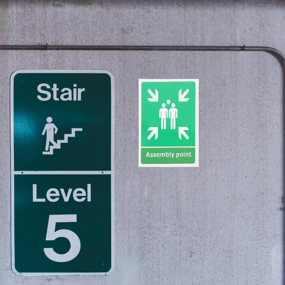 10PCS Fire Evacuation Assembly Point Sign Stickers Exit Stickers Self ...