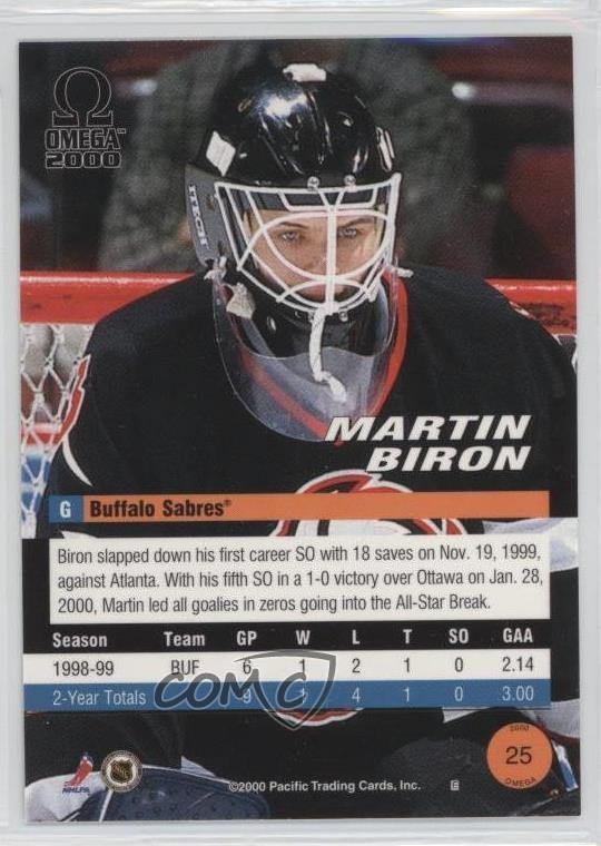 1999-00 Pacific Omega Martin Biron #25 0a1 | eBay
