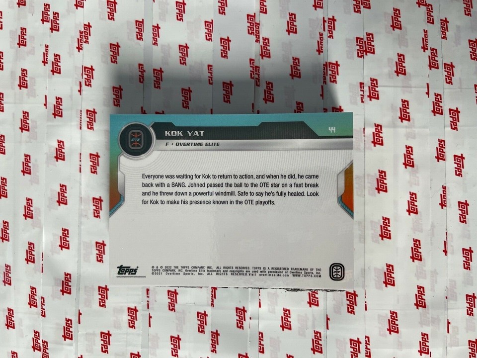 Kok Yat - 2022 Overtime Elite TOPPS NOW Card 44 - PR: 177 purple parallel 08/25 | eBay