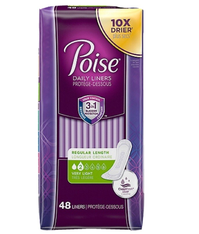 (2 PACK)NEW Poise Daily Liners Regular Length, Very Light Flow, 48 ct ...