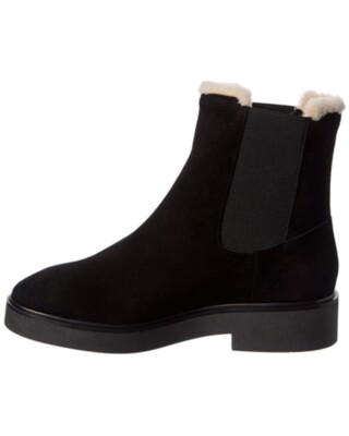$650 Stuart Weitzman Alpine Faux Fur Lined Suede Chelsea Boots BLACK 7 ...