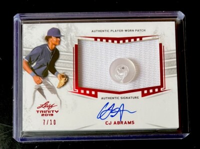 2019 Leaf Trinity C.J. Abrams RPA Ruby On-Card Auto Button Patch 7/10 ...