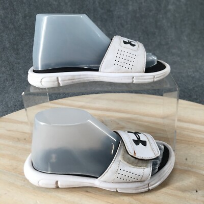 Under Armour Sandals Youth 13 Ignite V Slide Flats Slip On White Faux ...