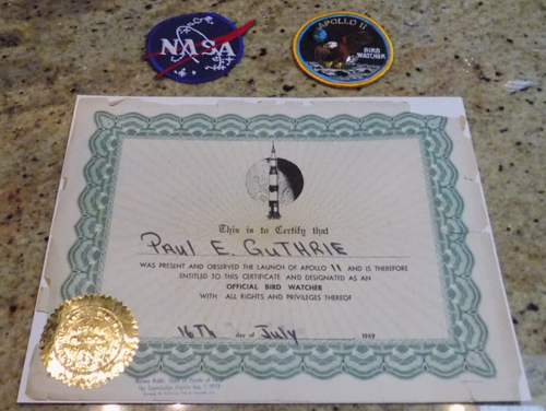 Apollo 11 Bird Watcher Patch Certificate and NASA Meatball Patch Vintage | eBay