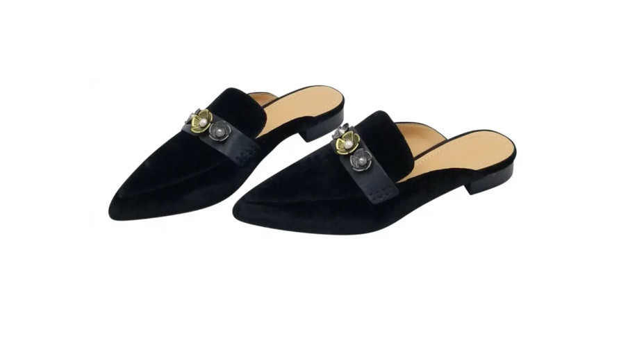 Coach Black Velvet Tea Rose Nova Loafer/Driver/Slide … - Gem
