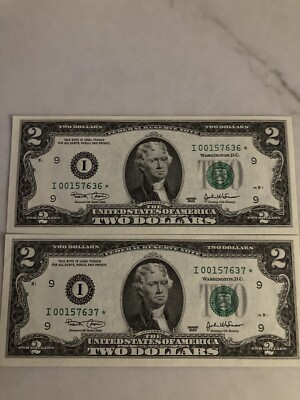 2003 two dollar bill star note consecutive serial numbers BU | eBay