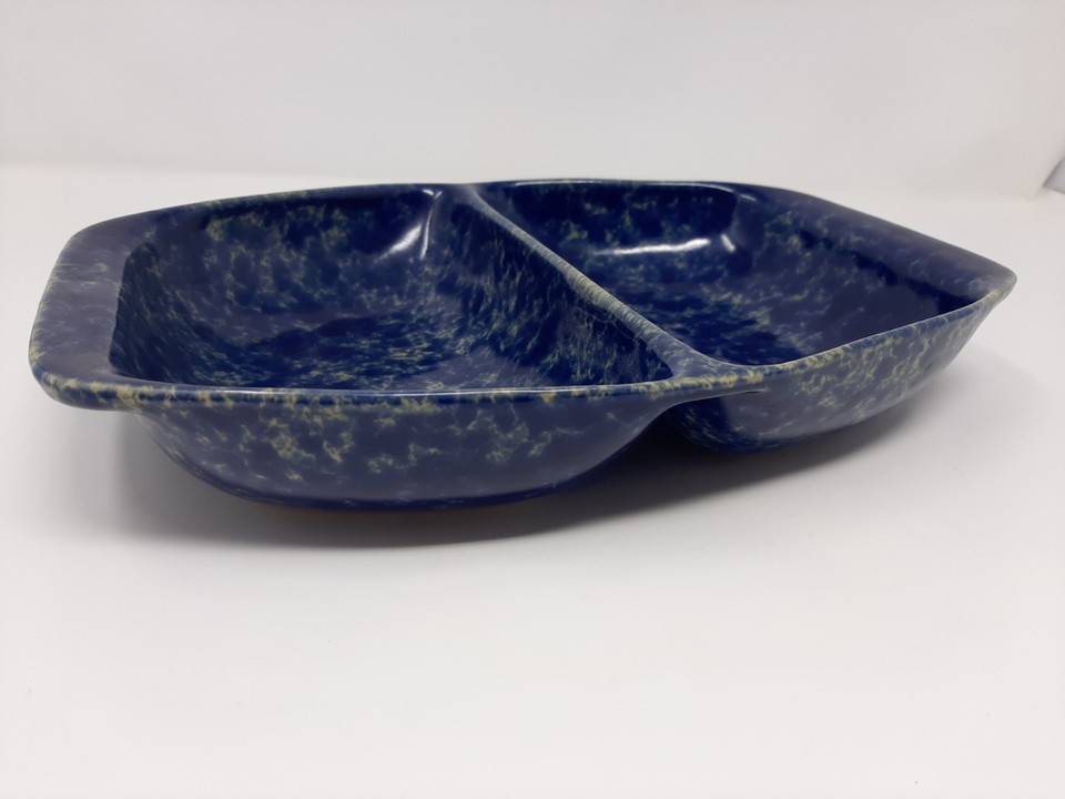 Bennington Potters Blue Agate Divided Vegetable Dish #1665 | eBay