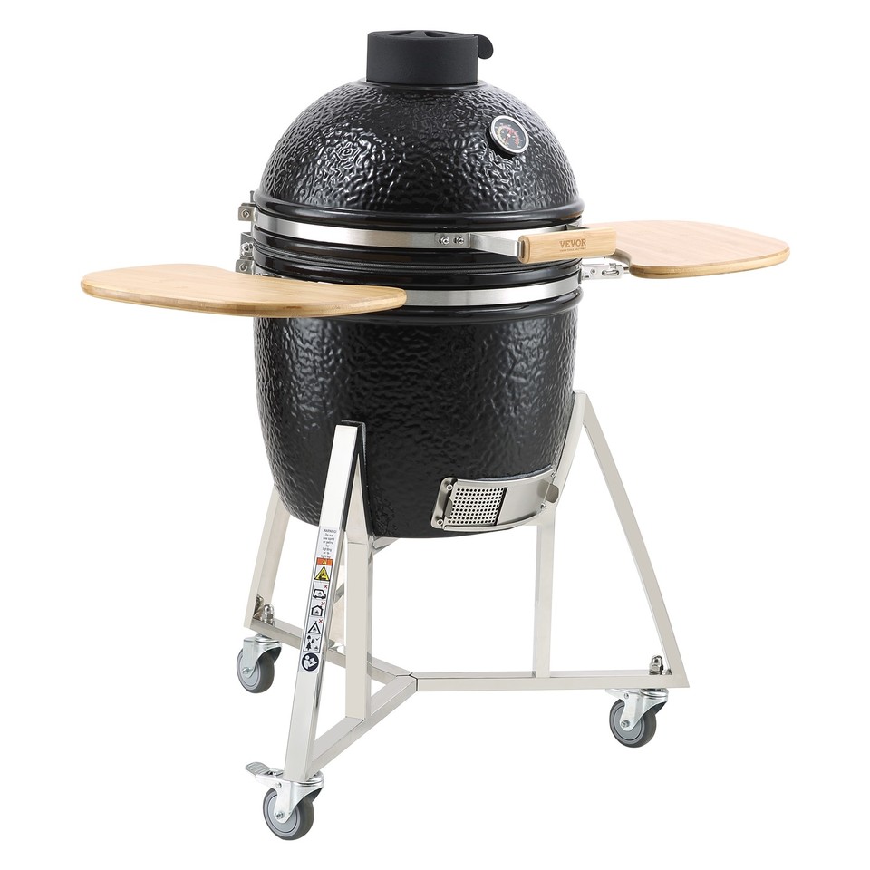 18" Ceramic Barbecue Grill Smoker Portable Round Outdoor Grill for ...
