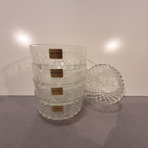 Vintage Arcoroc France Set of 5 Starburst Diamond Pattern Clear Glass 4 ...