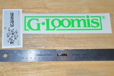 g loomis fishing rods boat truck window sticker neon green approx 8" x ...