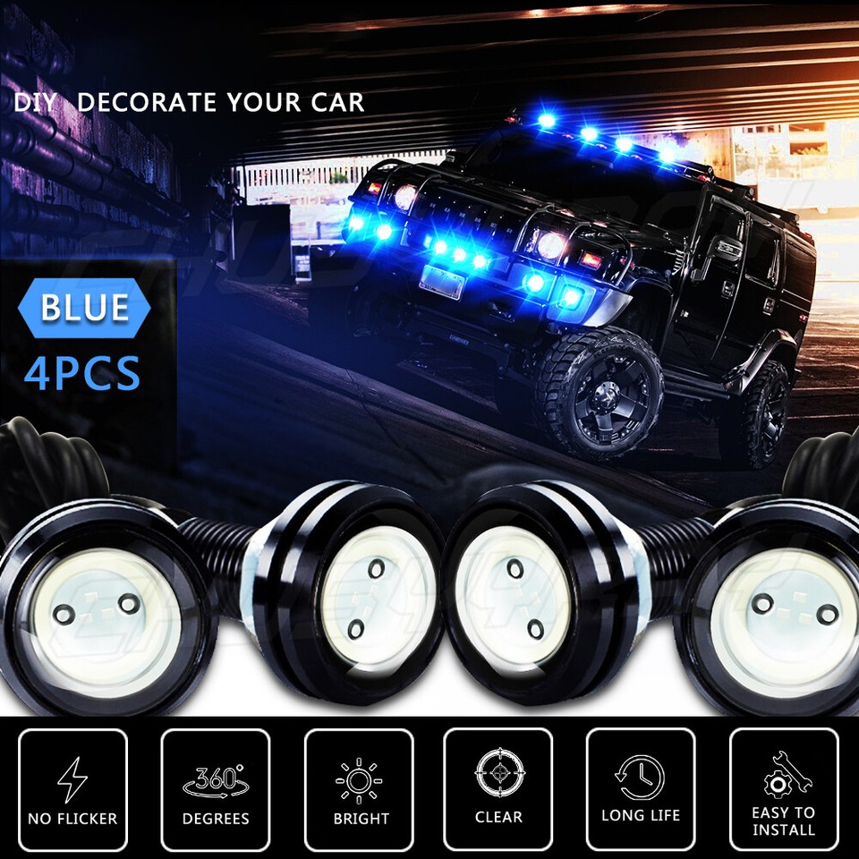 4X Blue LED Front Grille Bumper SUV Truck Running Light Kit For SVT ...