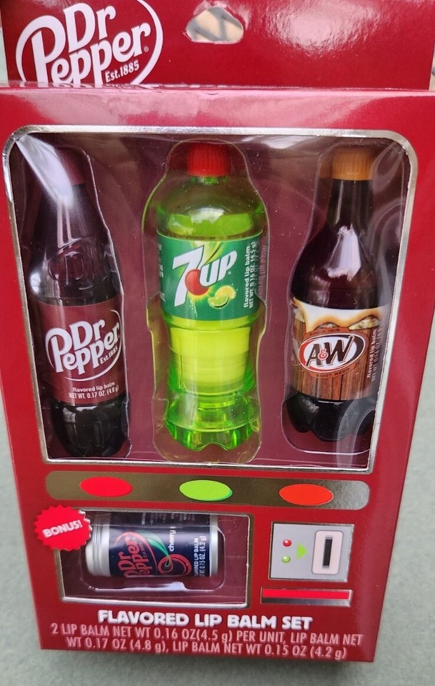 Dr. Pepper - Flavor Lip Balm Set - 4 Lip Balms - Dr. Pepper / 7UP / AW ...