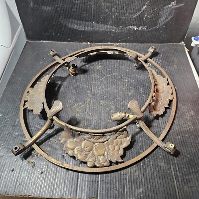 Antique Ornate Brass French Chandelier Pan light Fixture fruit bayonet ...